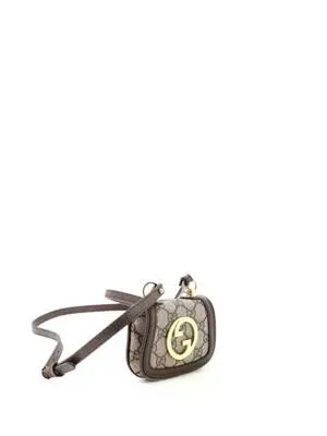 Gucci Blondie Nm Card Case Wallet With Strap Gg Coated Canvas Crossbody Bag - Brown