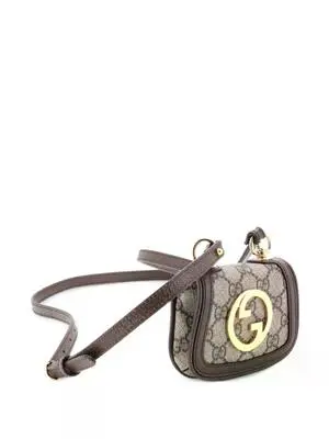 Gucci Blondie Nm Card Case Wallet With Strap Gg Coated Canvas Crossbody Bag - Brown