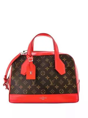 LOUIS VUITTON Louis Vuitton Monogram Canvas And Calfskin Dora PM Satchel Red
