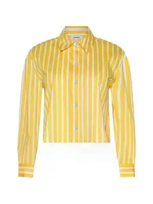 L'Agence Cosette Cropped Striped Shirt - Yellow
