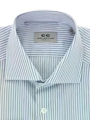 Corneliani Awning-stripe French-collar Shirt - White