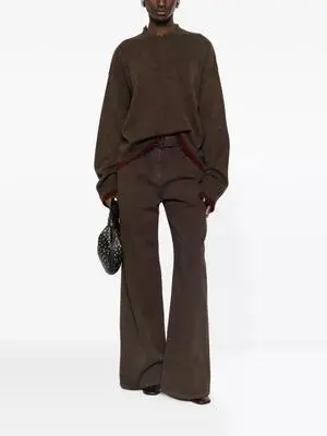 UMA WANG Distressed-effect Ribbed-trim Sweater