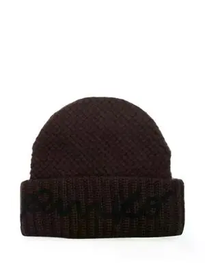 Pinko Bambu Logo-embroidered Beanie Hat - Brown