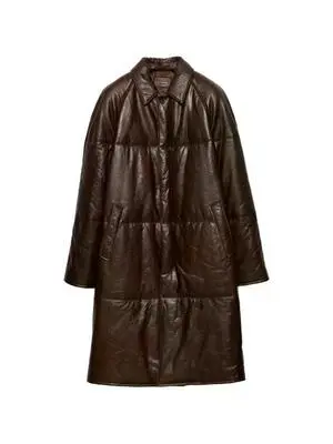 Prada Padded Nappa-leather Coat - Brown