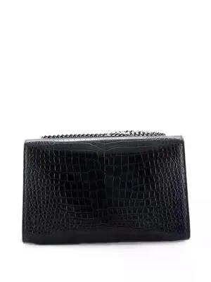 Saint Laurent Monogram Tassel Crocodile Embossed Leather Medium Crossbody Bag