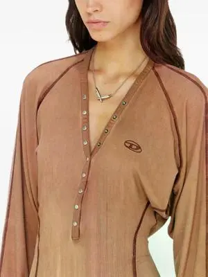 DIESEL® Midi Dress With Batwing Sleeves And V-neckline - Brown