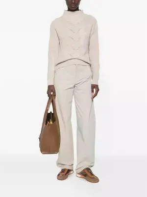 Herno Wide Leg Belt Loops Trousers - Neutrals