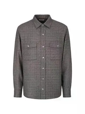 Agnona Check-pattern Wool-blend Shirt - Grey