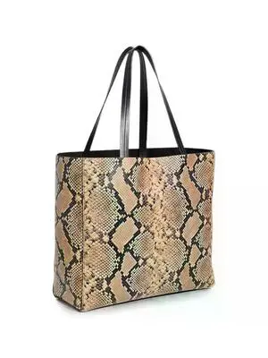 NILI LOTAN Keith Snakeskin-effect Medium Shoulder Bag - Brown