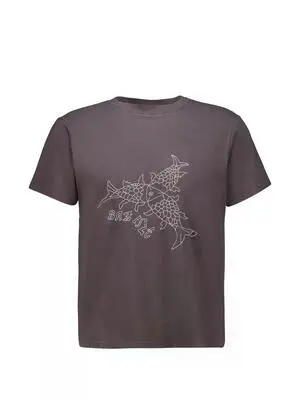BAZISZT Fish-embroidered T-shirt