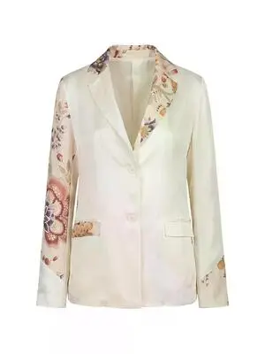 Avant Toi Floral Print Silk Blend Blazer