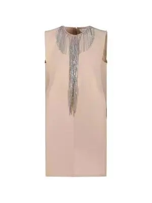 Sportmax Fringe-detail Sleeveless Mini Dress - Neutrals