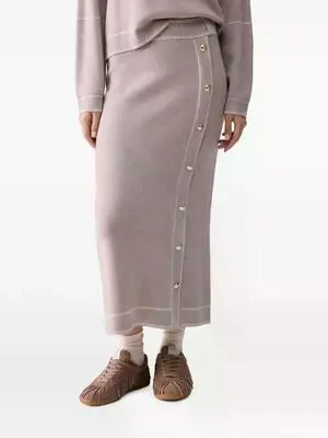 Liu Jo Midi Skirt In Silk Blend - Neutrals