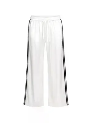 Sprwmn Side-stripe Wide-leg Silk Trousers - White