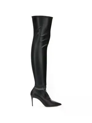 Casadei Pointed-toe Over-the-knee Boots - Black