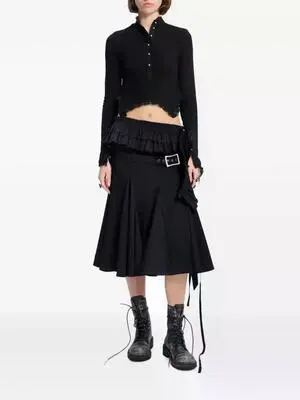 ANN DEMEULEMEESTER Lace-trim Cropped Ribbed Top