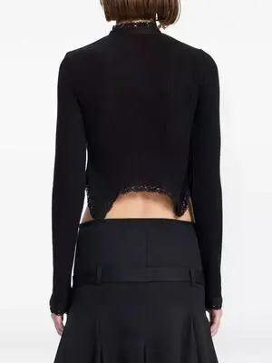 ANN DEMEULEMEESTER Lace-trim Cropped Ribbed Top