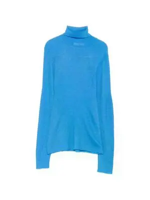 6397 Ribbed Roll-neck Sweater - Blue