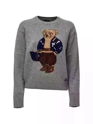 Polo Ralph Lauren Wool-cashmere Blend Crew Neck Sweater With Embroidered Polo Bear
