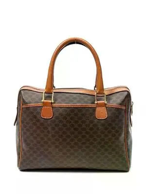 Celine Small Macadam Leather-trim Tote Bag - Brown