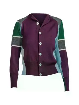 SHIRO SAKAI Colour-block Panelled Cardigan - Purple