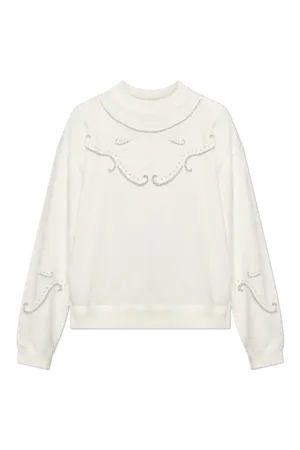 MARANT ETOILE Vella Sweatshirt With Cutout And Embroidery - Cream