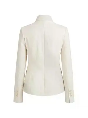FORME D'EXPRESSION Cream White Slub Texture Cropped Single-breasted Jacket