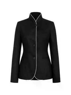 HANNES ROETHER Piped-trim High-neck Cardigan - Black