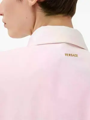 Versace Cropped Button-down Shirt With Medusa Buttons - Pink