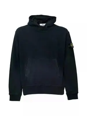 Stone Island Logo-patch Pouch-pocket Cotton Hoodie - Green