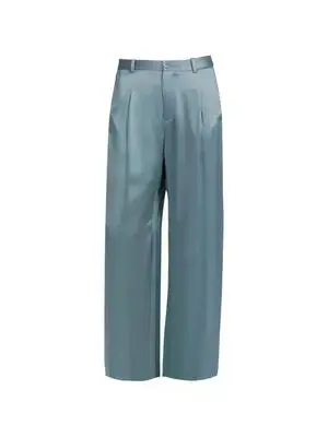 Lapointe Pleated Satin-finish Trousers - Blue