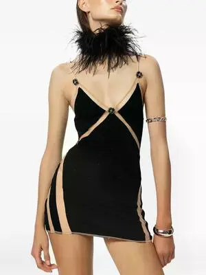 GOD SAVE QUEENS Angelina Crystal-embellished Mesh Mini Dress - Black