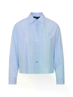 PATRICK ASSARAF Striped Boxy-fit Shirt - Blue