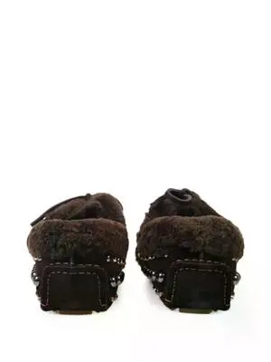 STRATEGIA SHOES Studded Shearling-trim Loafers