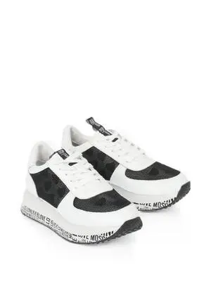 Moschino Mesh-panel Leather Sneakers - White