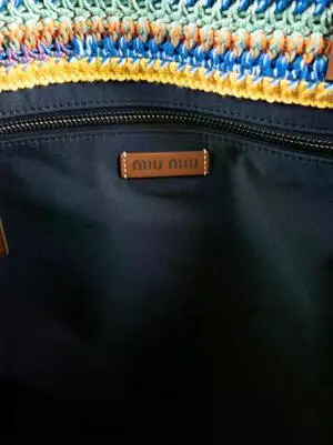 Miu Miu Crochet-knit Logo-embroidered Tote Bag