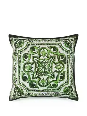 DOLCE & GABBANA CASA Maiolica Pattern Cushion - Green