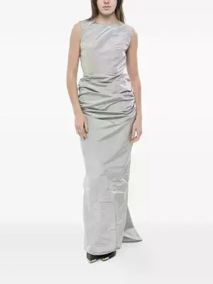 SUPER BLOND Ruched Silk Maxi Dress - Grey