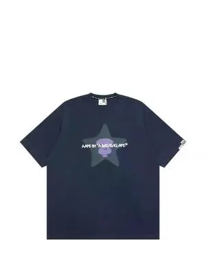 AAPE BY *A BATHING APE Aapeunvs Moonface-print T-shirt - Blue
