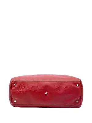 Gucci Large Calfskin Bamboo Shopper Satchel - Red