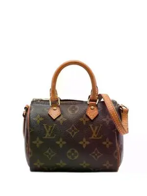 LOUIS VUITTON 2019 Monogram Nano Speedy Bandouliere Satchel - Brown