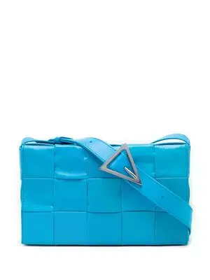 Bottega Veneta Paper Calfskin Intrecciato Cassette Crossbody Bag - Blue