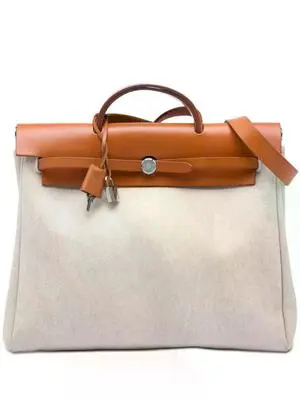 Hermès 2001 Toile Herbag Zip 39 Satchel - Neutrals