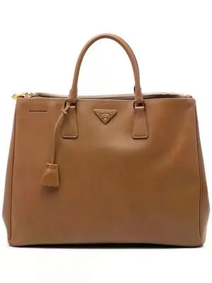 Prada 2013-2026 Extra Large Saffiano Lux Galleria Double Zip Tote Bag - Brown