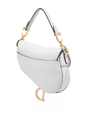 Dior 2019 Mini Grained Calfskin Saddle Bag Satchel - White