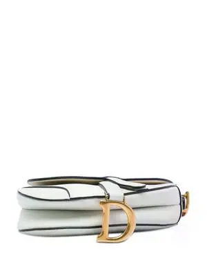 Dior 2019 Mini Grained Calfskin Saddle Bag Satchel - White