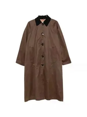 ALYSI Corduroy-collar Single-breasted Coat - Brown
