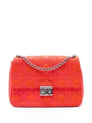 Dior 2013 Medium Embroidered Lambskin Cannage Miss Flap Shoulder Bag - Orange