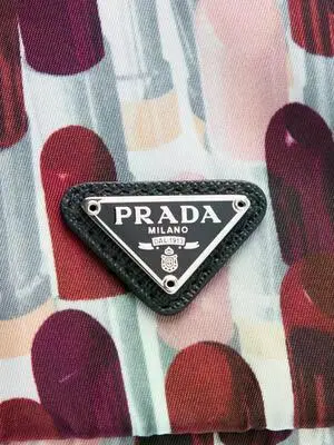 Prada Tessuto Lipstick Print Drawstring Pouch