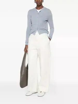 Eric Bompard Plain Knit Fitted Cardigan - Blue